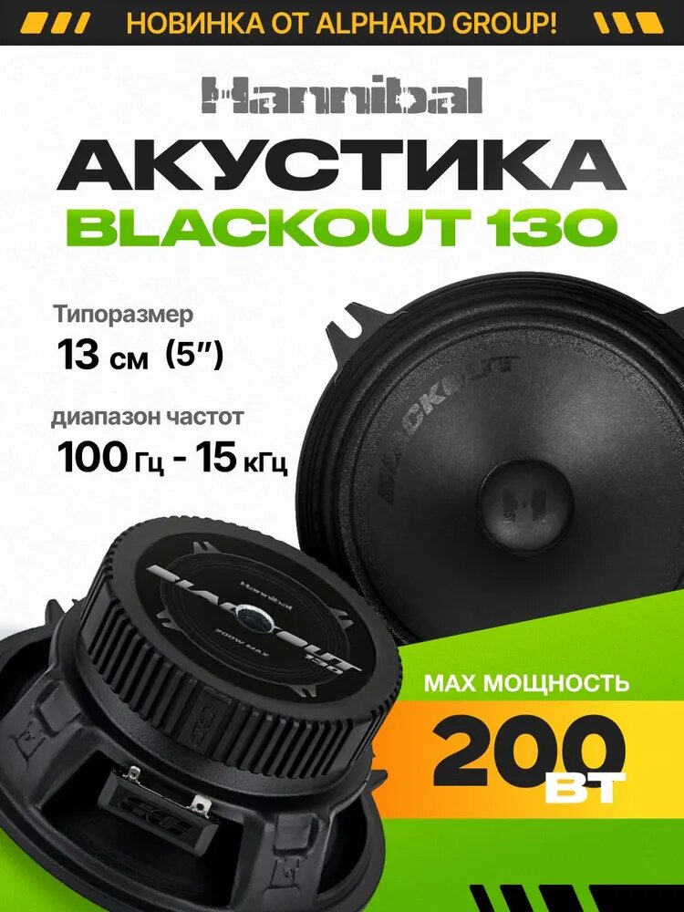Колонки в машину ALPHARD Hannibal Blackout 130 / 13 см