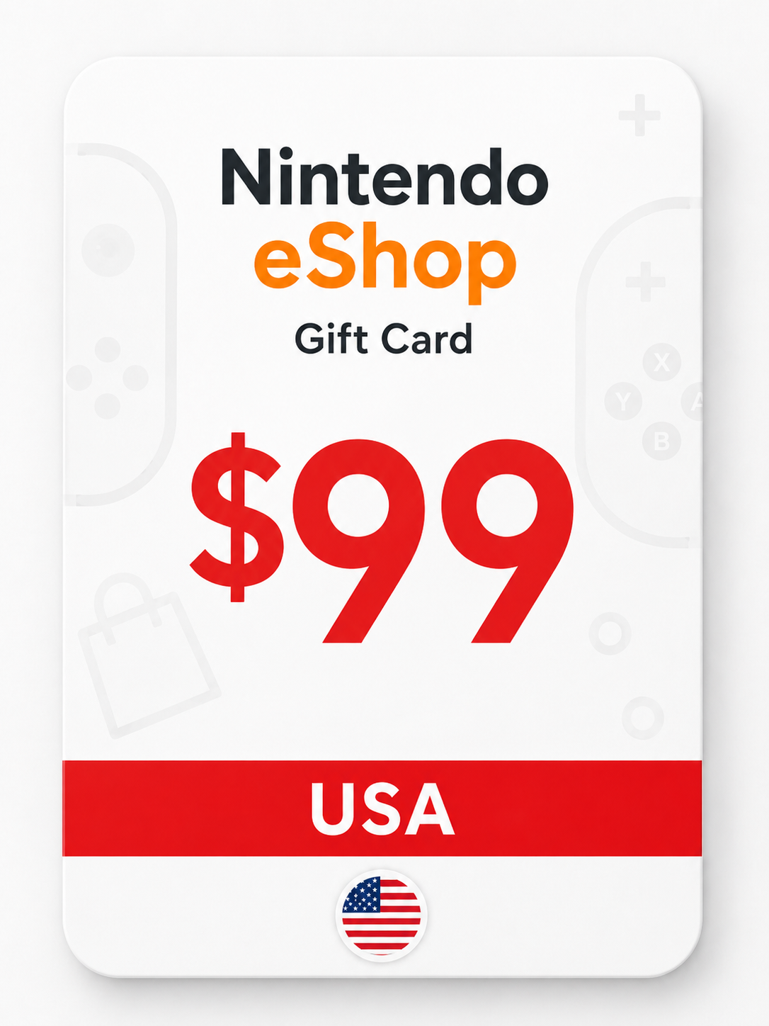 Nintendo eShop подарочная карты для региона США. Номинал карты: 99$