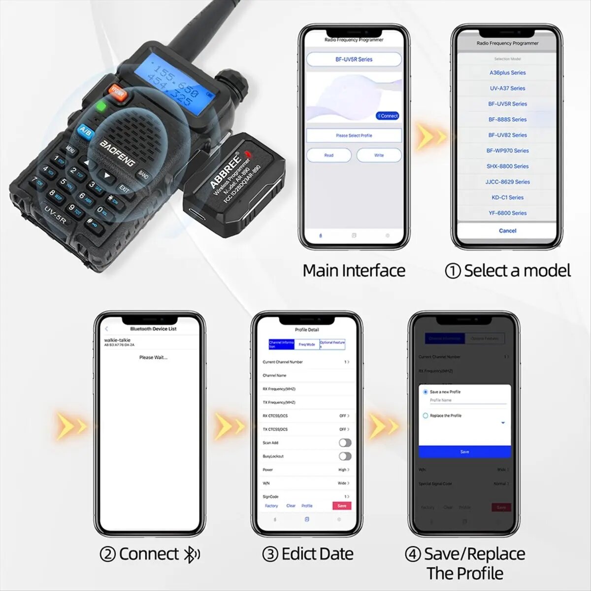 Беспроводной Bluetooth-программатор DT60 для раций: Plug & Play, без проблем с драйверами, подключение к телефону для UV5R, BF888S, UVK5