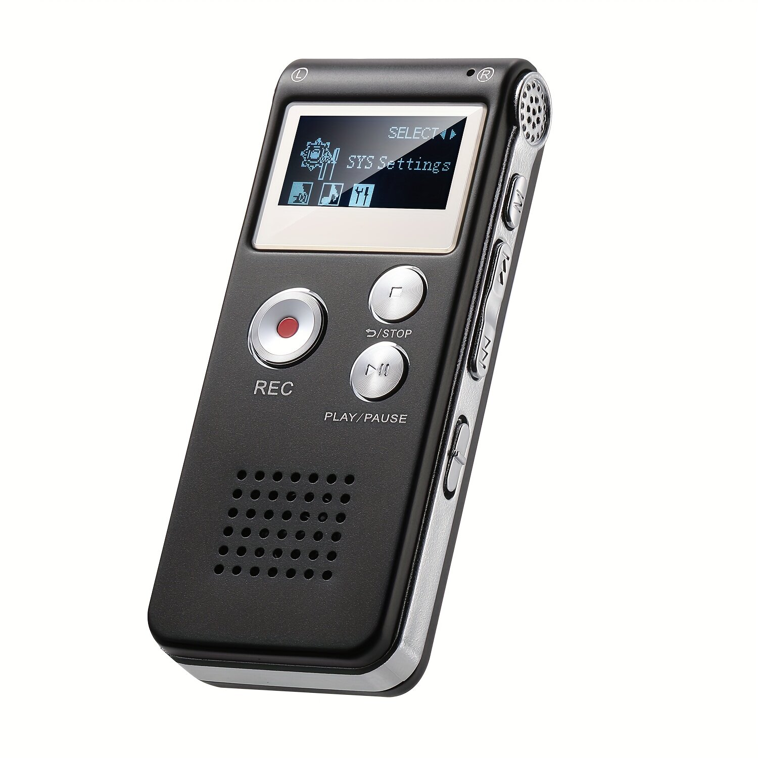 Диктофон портативный с LCD-экраном и MP3-плеером, 32 ГБ, USB-зарядка, долгое время работы, защита паролем, запись одной кнопкой, компактный дизайн для студентов, бизнеса и встреч, черный