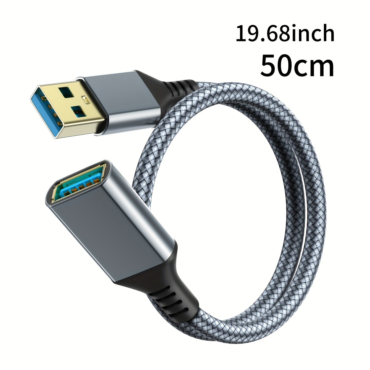 USB 3.0 удлинительный кабель 0,5 м, серый, 5 Гбит/с, с усилителем сигнала, двойное экранирование