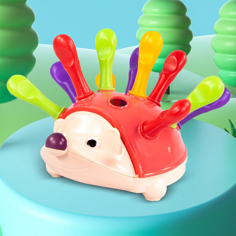 Красная игрушка-головоломка Ежик, обучение цветам, координация рук и глаз, упаковка в OPP-мешок