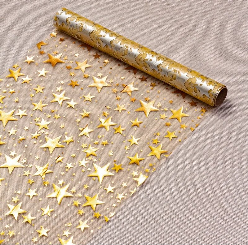 Золотая блестящая сетчатая дорожка для стола Gold Star Glitter 28cmx275cm, Gold