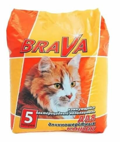 Наполнитель Брава комкующийся для кошек, 5л