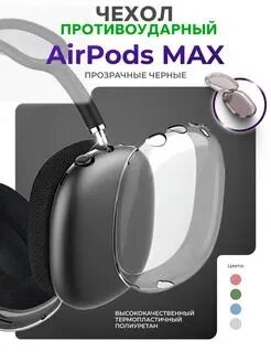 Чехол для AirPods Max силиконовый прозрачный противоударный