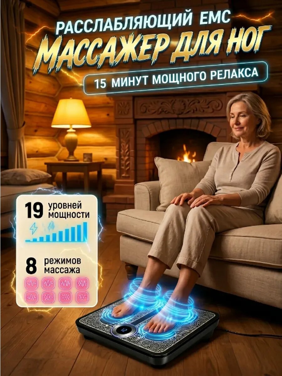 Коврик массажер для ног с микротоками и вибрацией|