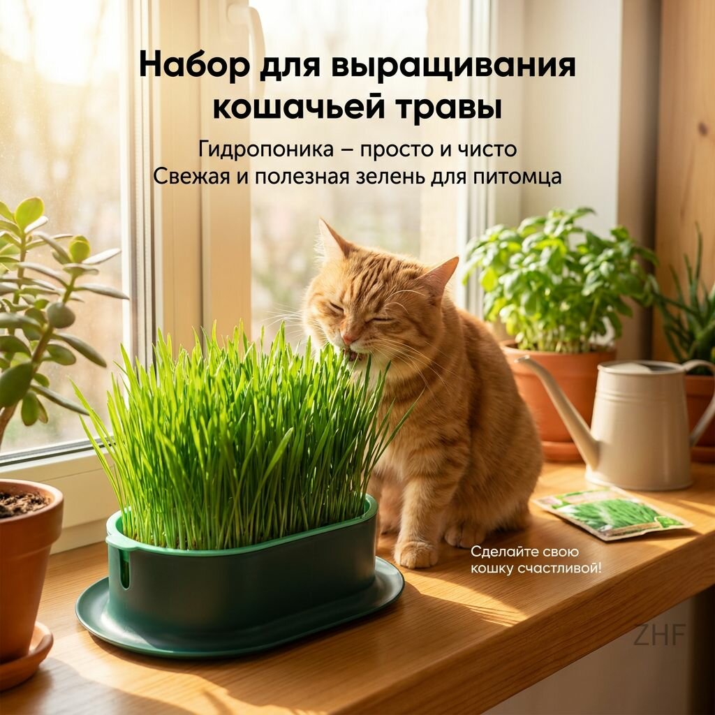 Набор гидропонный для проращивания кошачьей травы и мяты для кошек