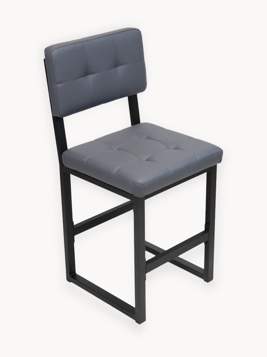 Стул кухонный со спинкой обеденный лофт (серая экокожа)