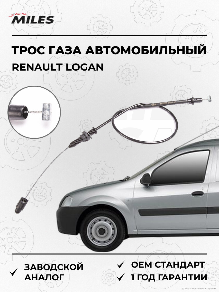 Трос газа MILES AH00000 Рено Логан Renault Logan с 2004