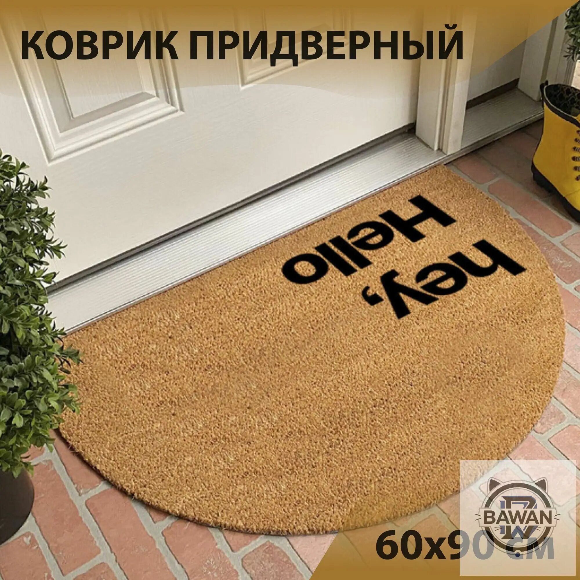 Вход, кокосовый коврик, красивый коридор, туфли под дверью 60x90 см, бежевый коричневый.