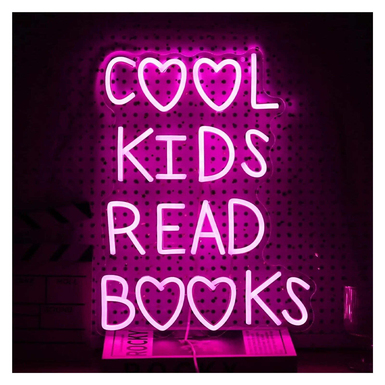 Светодиодная Неоновая Вывеска "Cool Kids Read Books Heart" 38x29.5cm