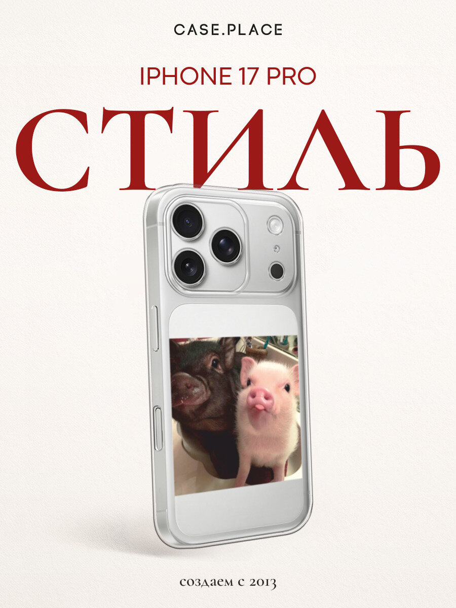 Чехол на Apple iPhone 17 Pro / Айфон 17 Про с принтом Два поросенка, прозрачный