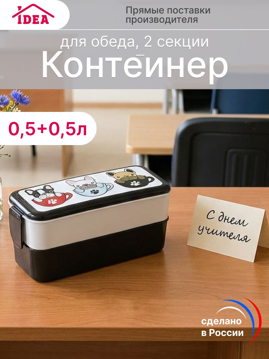 Контейнер для еды с 2 отделениями, ланчбокс пластиковый в школу для детей пластиковый