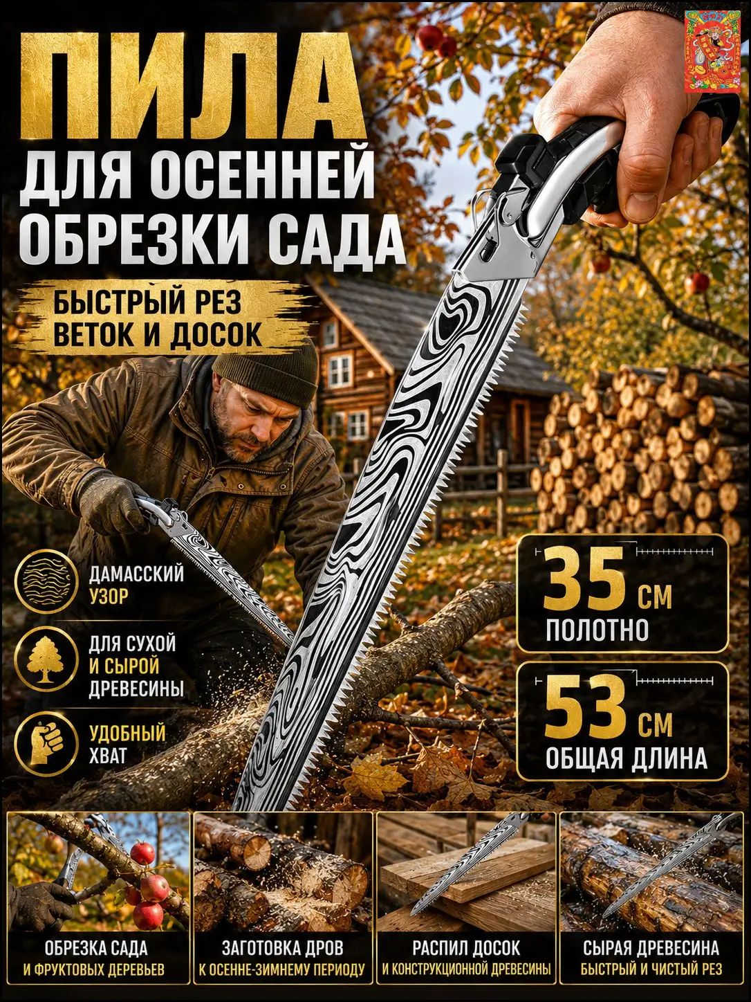 Секатор с храповым механизмом, лезвие из стали Elmax, ручка композитная, черный матовый, для обрезки веток и сучков — фото 1