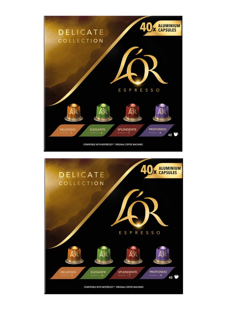 L'or Набор кофе в капсулах Эспрессо, для кофемашин Nespresso, 208 гр, 40 капсул в уп, 2 уп