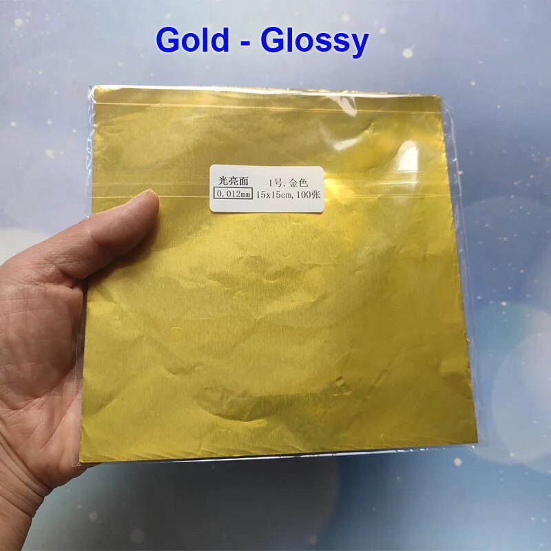 Упаковка для конфет из фольги 100 шт, 15x15 см Желтый, Glod- Glossy