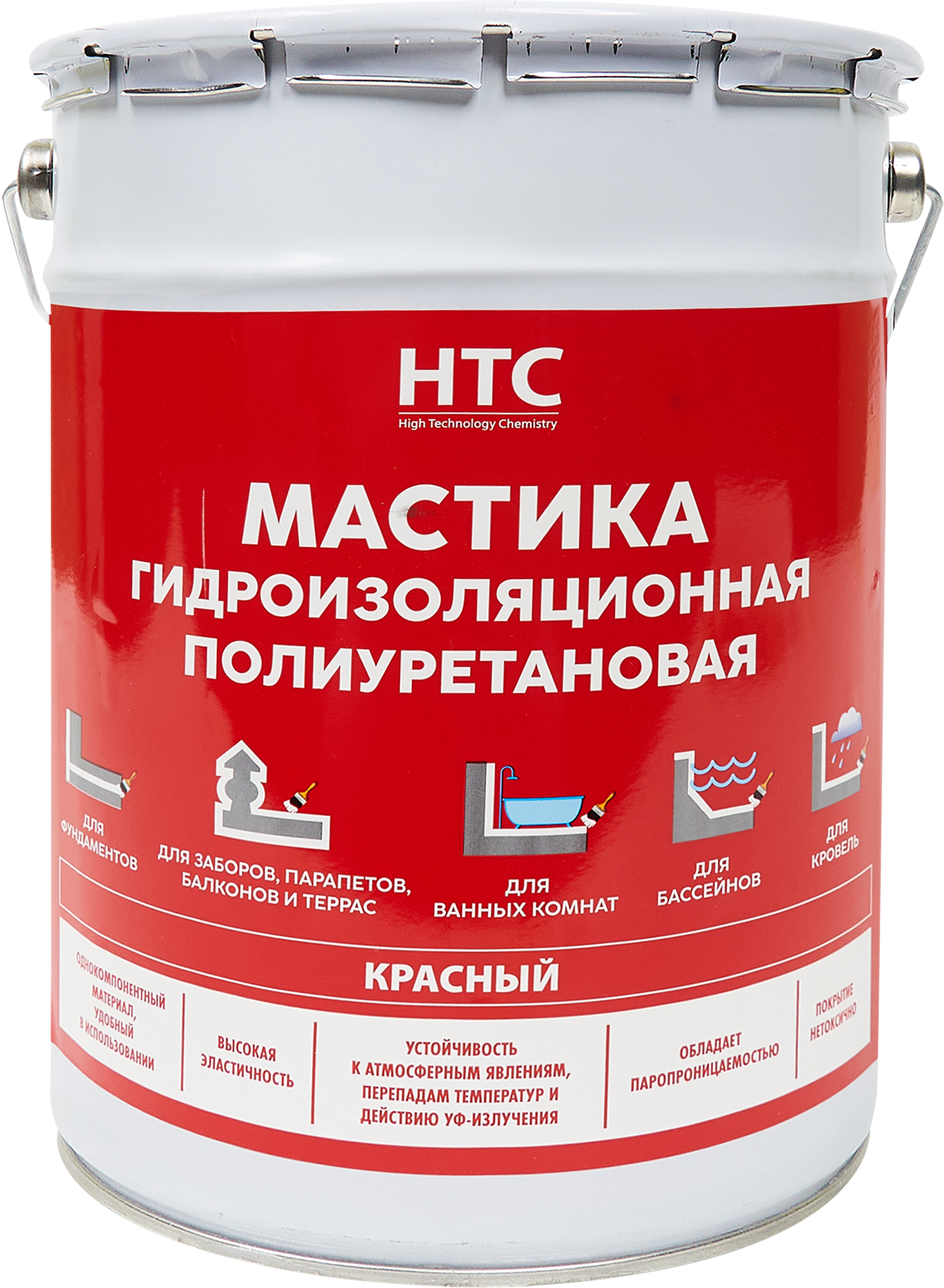 HTC мастика гидроизоляционная полиуретановая (6кг) красная