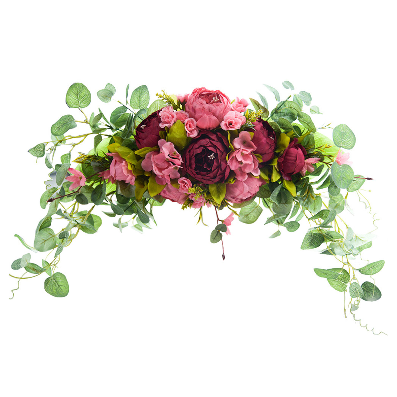 Свадебная арка Цветы 61 см Пион Искусственный цветочный венок в виде гирлянды для настенной дверной перемычки Домашнее свадебное украшение Розово-красный