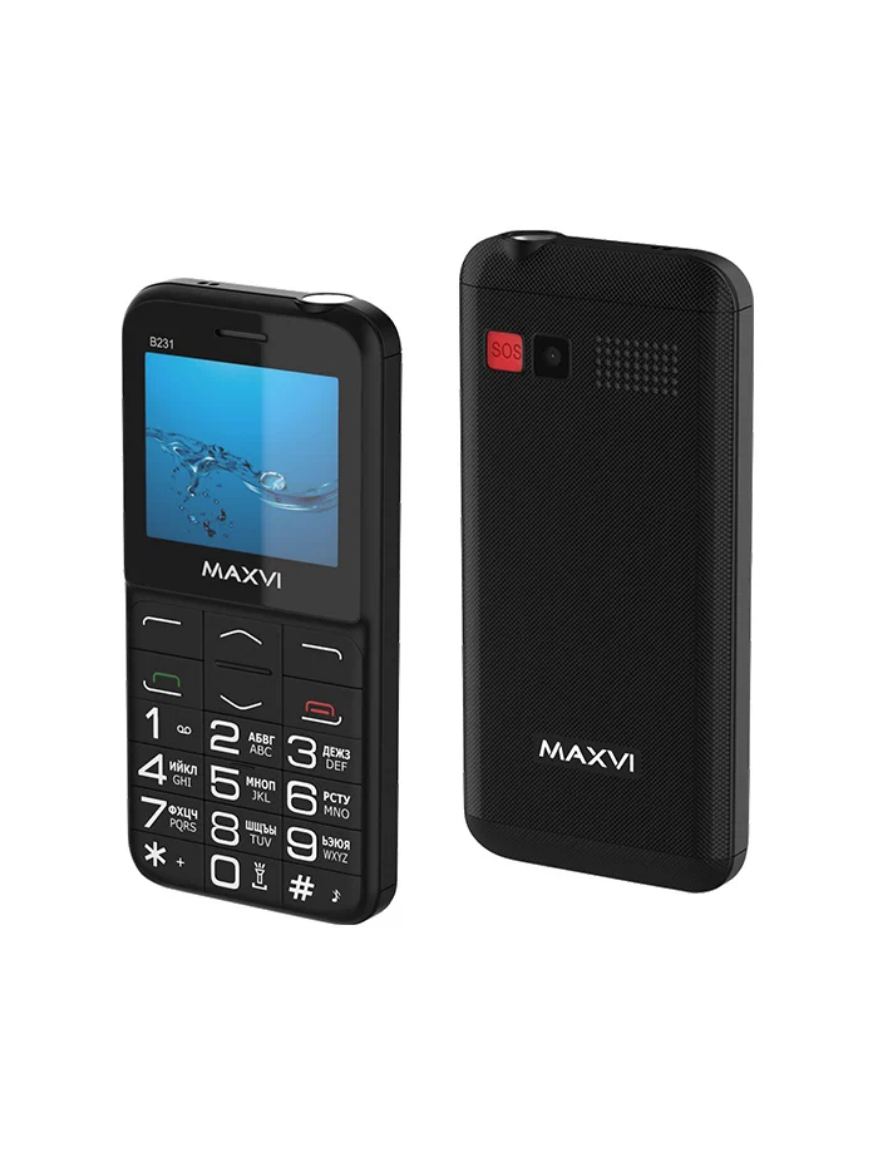 Мобильный (сотовый) телефон MAXVI B231 Black (черный), кнопочный