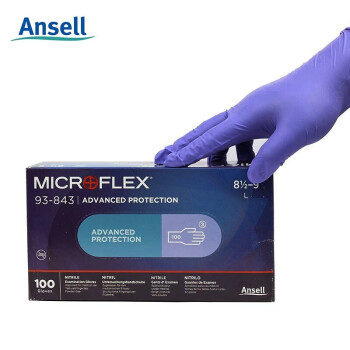 ANSELL Одноразовые нитриловые перчатки, Утолщенные, Размер M, Продукт 93-843, Упаковка 100 шт. для здравоохранения