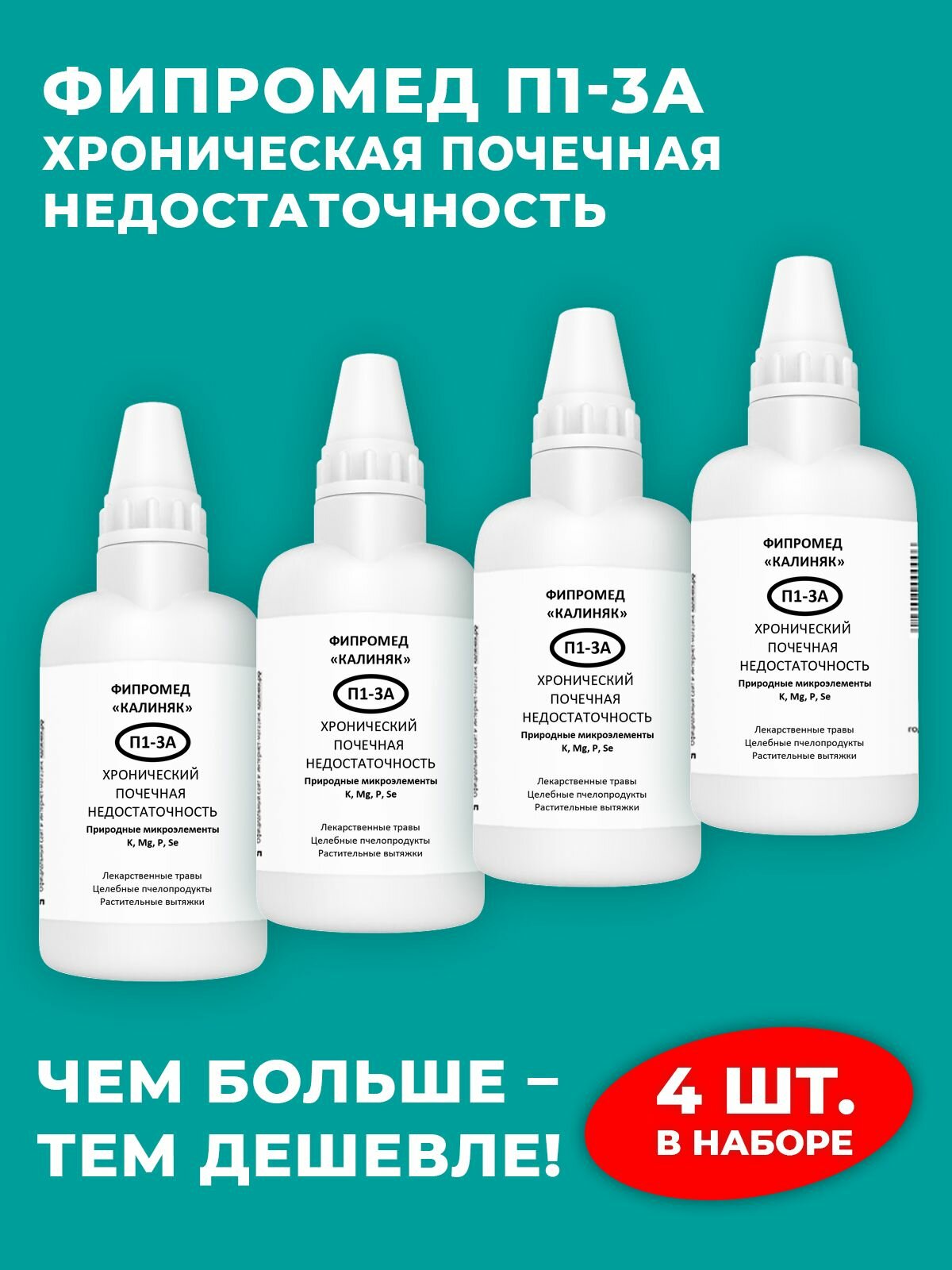 Фипромед Калиняк П1-3A, Хроническая почечная недостаточность, 4 шт. по 50 мл