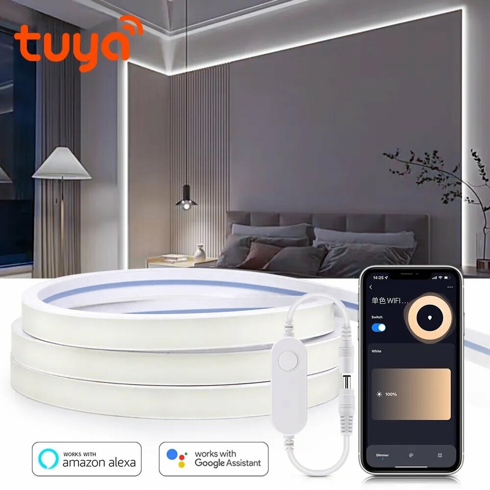 Tuya Smart Светодиодная лента 8.64 Вт, IP65, Холодный белый, 1 шт