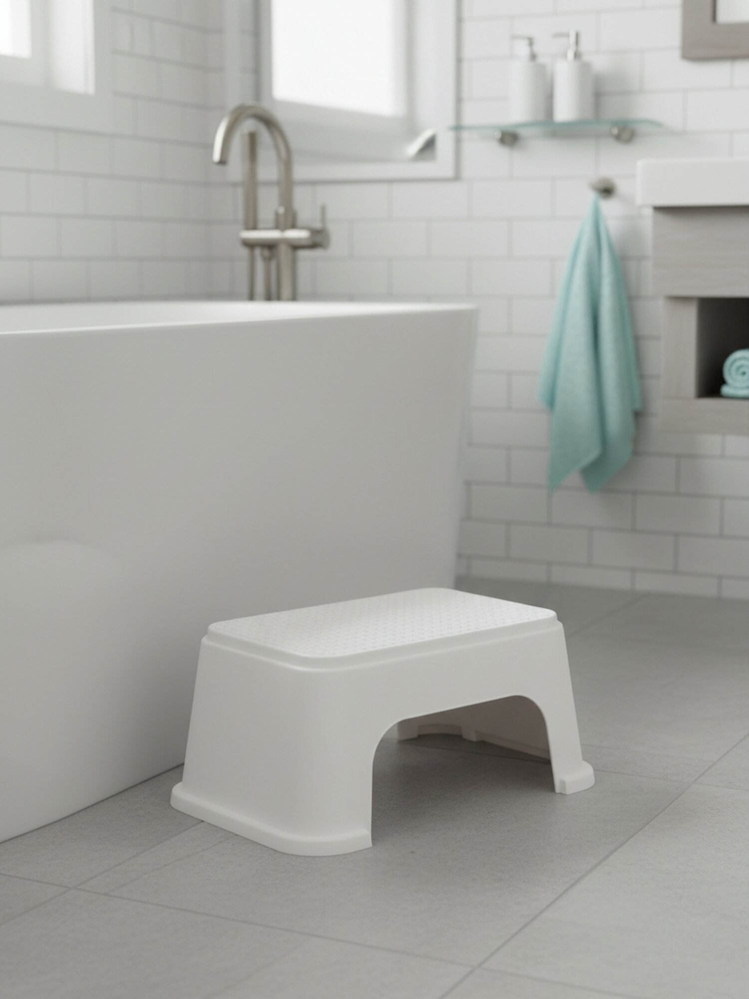 Табурет-подставка 335х250х157 мм, белый, прямоугольный, Альтернатива, М8752