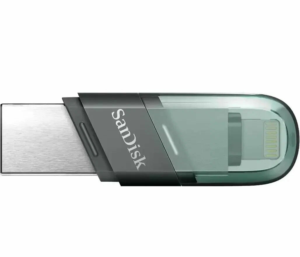 Флеш-накопитель SanDisk iXpand Flip, 128 ГБ, Lightning/USB Type-A, USB 3.2, зеленый