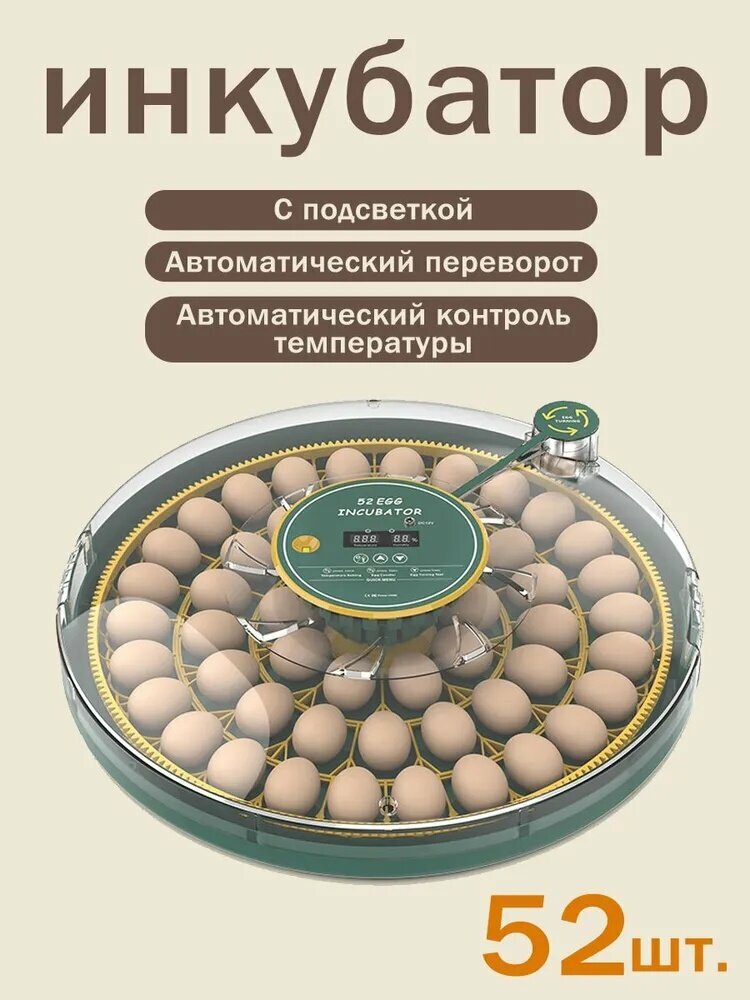 Инкубатор 52H автоматический для яиц 220В/12В от сети и аккумулятора