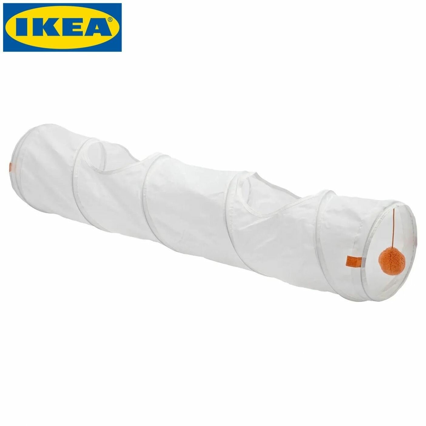 Икеа утсодд Тоннель-игрушка для кошек, белый/оранжевый