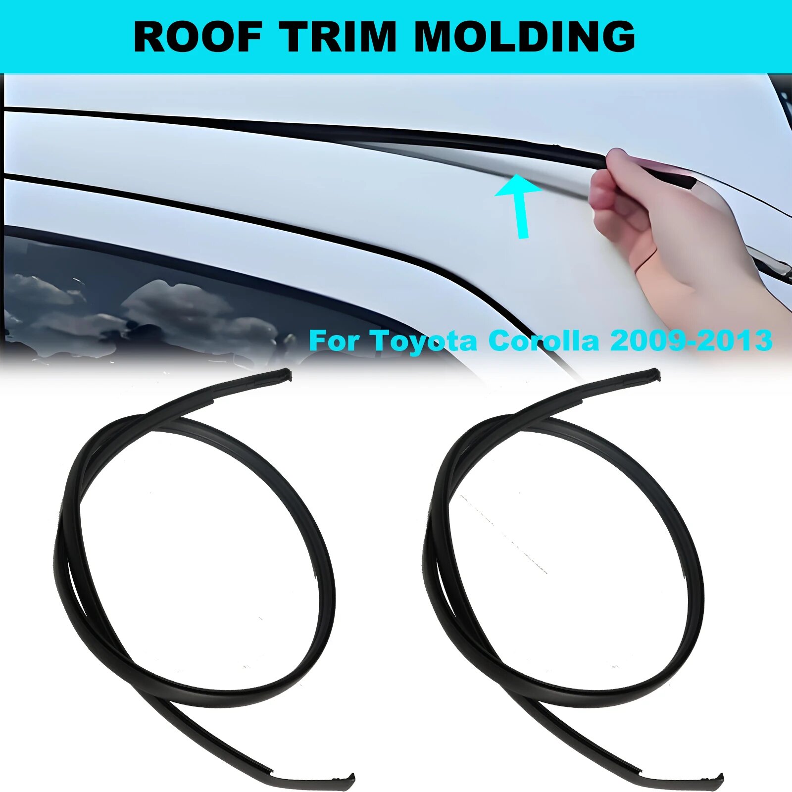 2 шт. 75556-02160 75555-12140 для Toyota Corolla Sedan 2009 2010 2011-2013, резиновая капельная боковая отделка крыши, молдинг, уплотнительная полоса, накладка