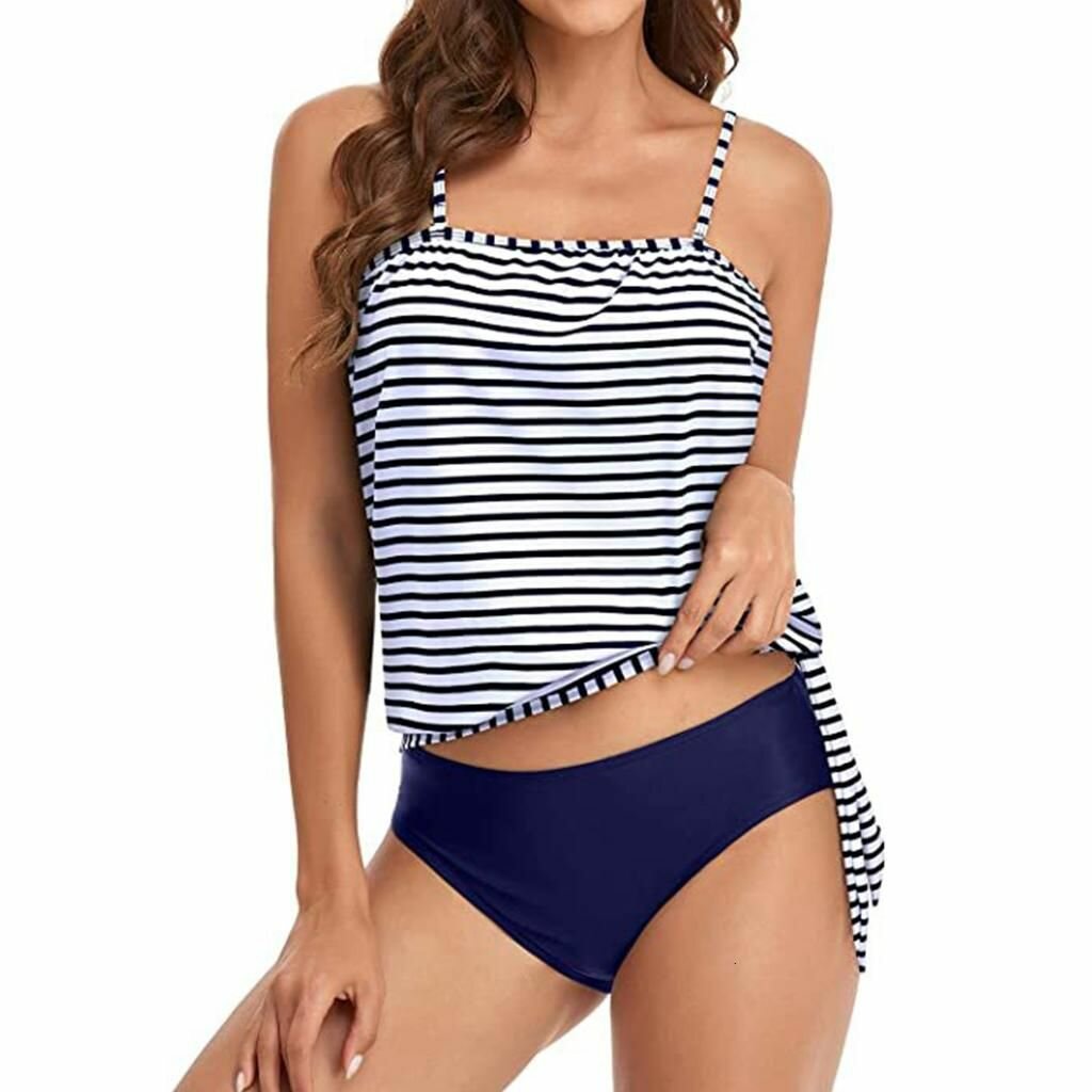 Женский комплект для плавания из двух предметов с контролем живота для тропического отдыха и плавания, 3 - XL