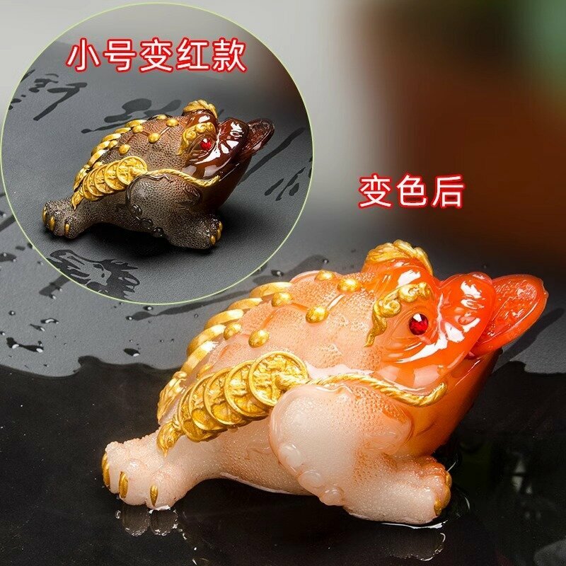 Цветной золотой жаба, украшение для чайного стола, премиум-качество, подходит для чайного стола, принадлежности для чайного стола, набор для кунг-фу чая, игрушечный жаба Пиксиу