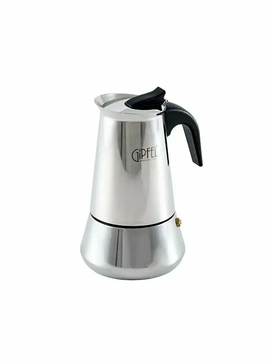 Гейзерная кофеварка GIPFEL Iris, для всех типов плит, объем 0.45 л, серебристая