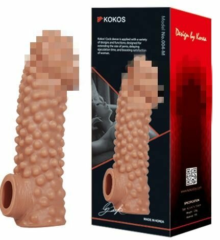 Насадка на фаллос с бугорками Cock Sleeve 004 Size M - 15,6 см, KOKOS, телесный, Корея