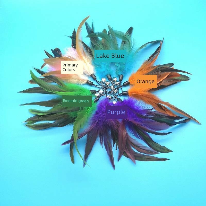 Сменная насадка для дразнилки для кошек HaChongLe с перьями и колокольчиком, длинная ручка, прочная стальная проволока,