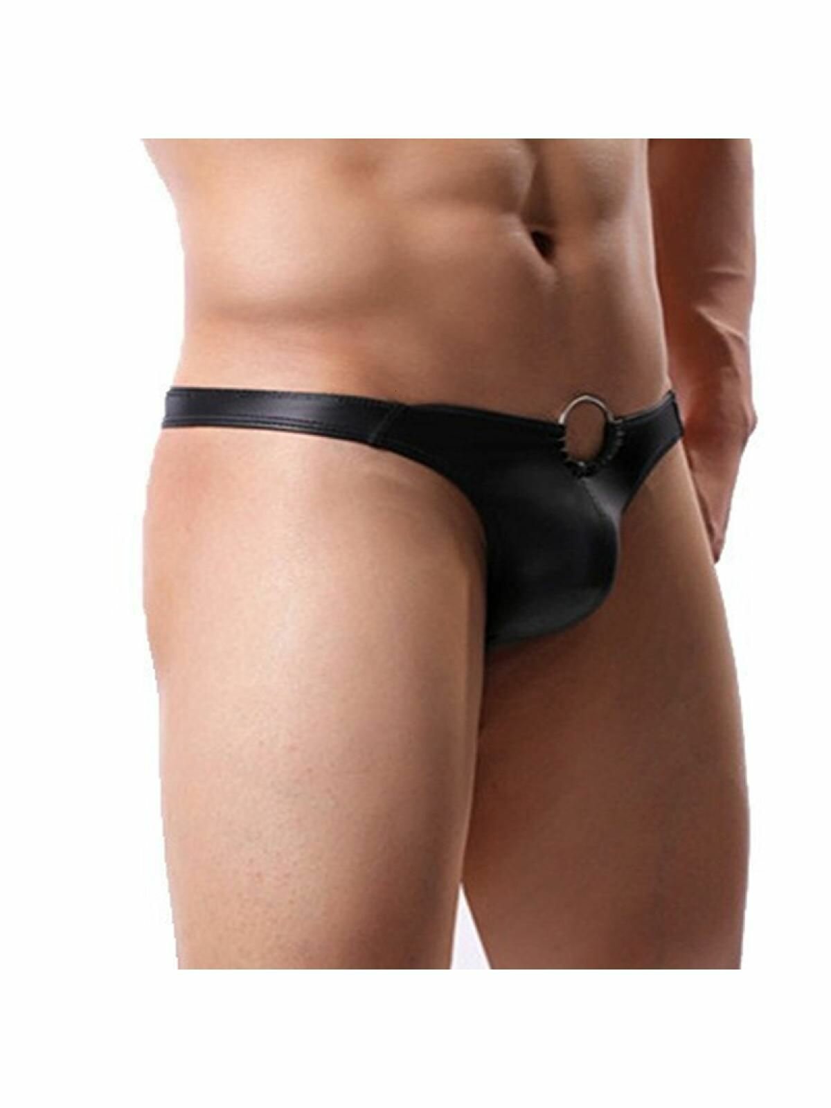 1 предмет мужского нижнего белья из лакированной кожи, стринги с низкой талией-thong-L