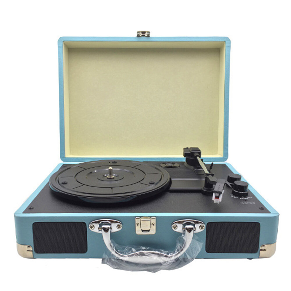 Плеер для виниловых пластинок 3-скоростной турнтейбл с встроенными колонками функцией BT поддержка 3 размера 7/10/12 виниловых пластинок портативный ременьной плеер для развлечений и дома черный красный синий EU US UK AU Plug 33/45/78 5V-2A 4 ohm 3