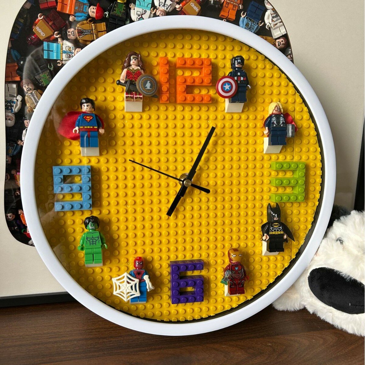 Часы с минифигуркой из мультфильма, совместимые с Lego, настенные часы, декор для детской комнаты, настенные часы для спальни, настенные часы