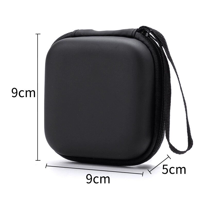 Большой черный квадратный чехол для наушников с защитой от давления, внутренние габариты 8.5x8.5x3.5 см