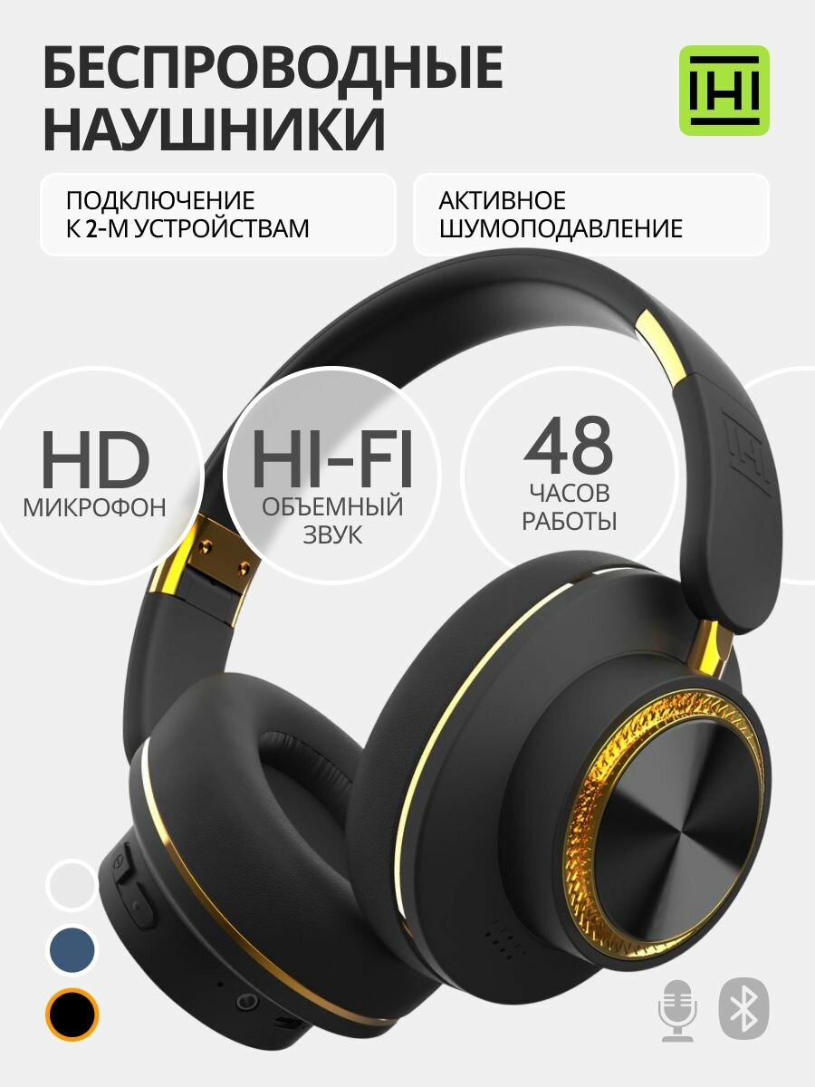 Полноразмерные беспроводные накладные наушники большие H8 с активным шумоподавлением и микрофоном