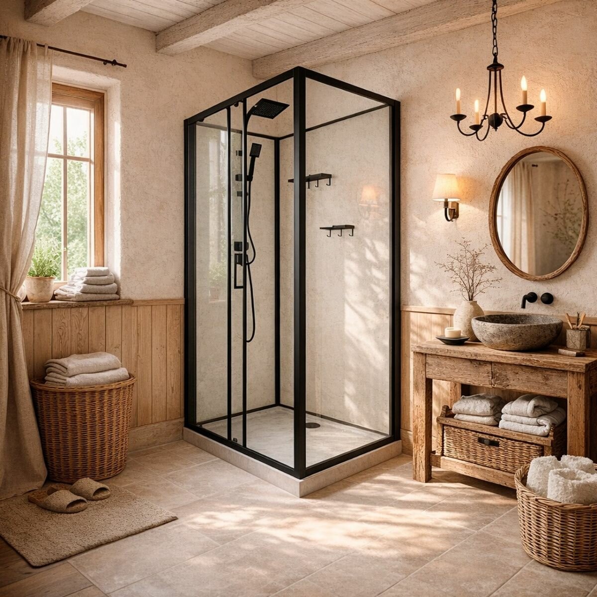 Душевая кабина без крыши с низким поддоном 118х78 CS-3010TM/W-120L левосторонняя, прозрачное стекло 4 мм, профиль черный