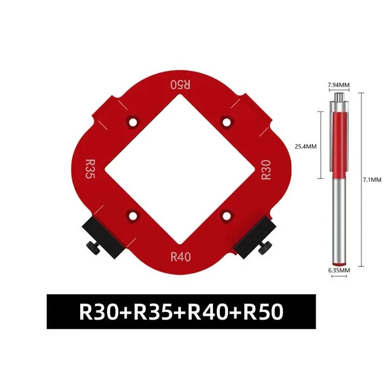 Шаблон дугового позиционирования деревообрабатывающего фрезерного станка 4 в 1, зажим для углового радиуса R10 - R50 для фрезерных станков с радиусом обрезки древесины, фрезерный станок
