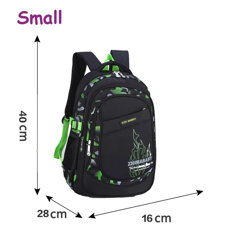 Школьная сумка, детские повседневные рюкзаки, нейлоновые школьные сумки большого размера для школьников 7-14 лет, водонепроницаемый школьный рюкзак для мальчиков, детский рюкзак Зеленый, small green