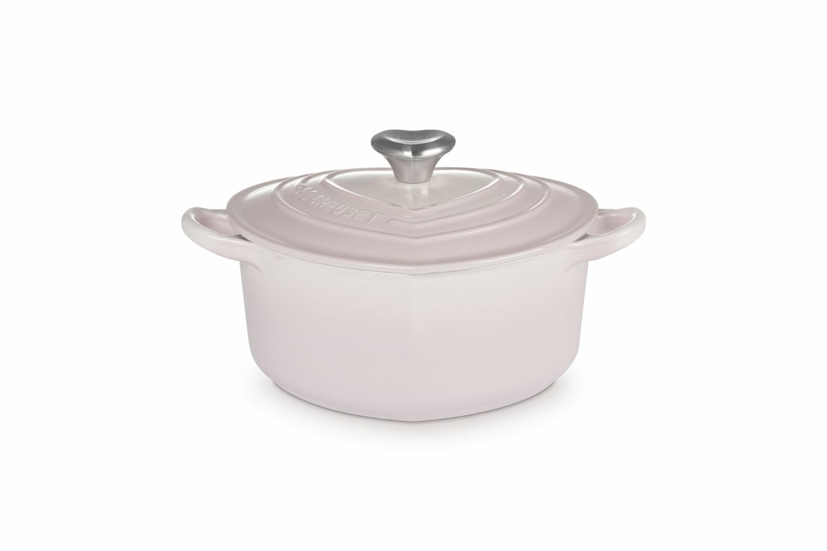 Le Creuset Форма для запекания Cast Iron Heart Shaped Casserole with Heart Knob, 20 см - цвет Shell Pink