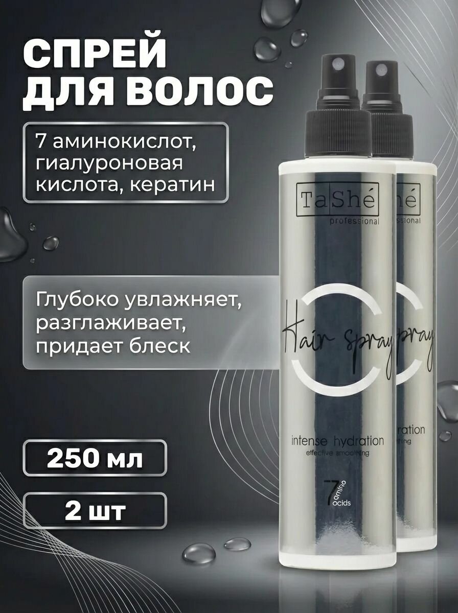 Несмываемый спрей для волос Интенсивное увлажнение с аминокислотами и кератином, 2 х 250 мл