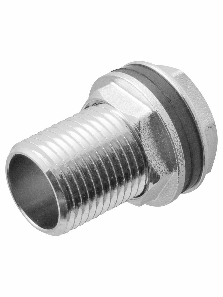 Штуцер (врезка) в бак (емкость) с прокладкой 1/2", латунь никелированная