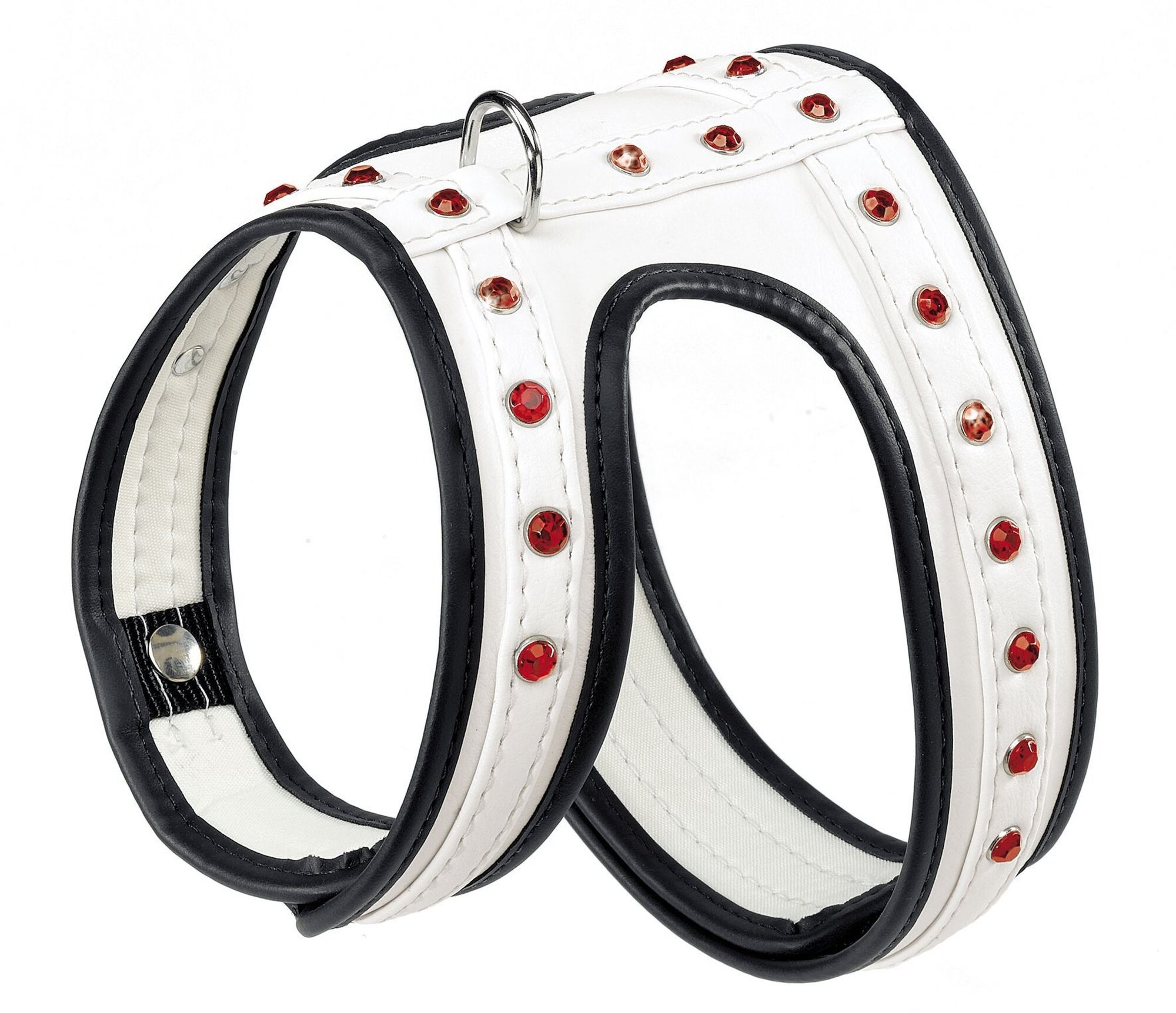 Шлейка для собак Ferplast JOY L, экокожа со стразами, цвет белый