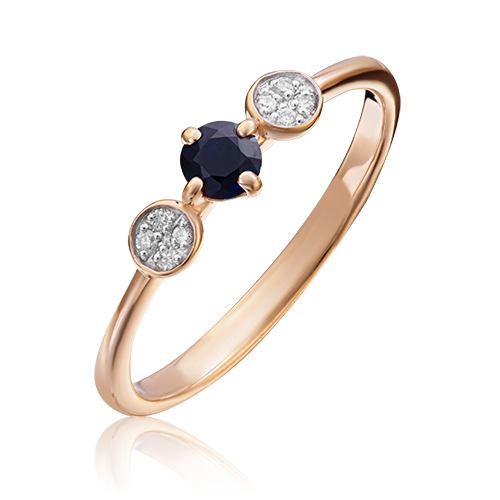 Кольцо, красное золото, 585 проба, бриллиант, сапфир