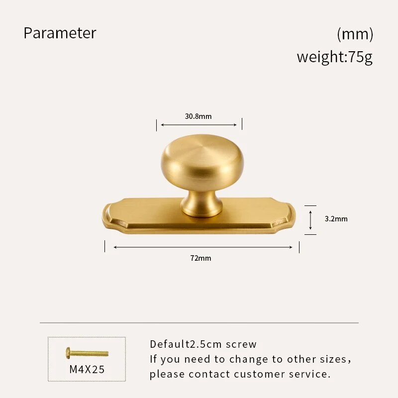 Ручки для шкафов DOOROOM Ретро из латуни Knob with Base-SB